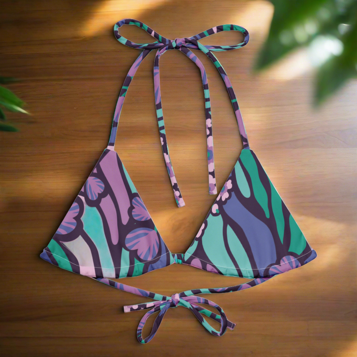 PURPLE AND TEAL - RECYCLED String Bikini Top UPF 50+ – Resin Vibe